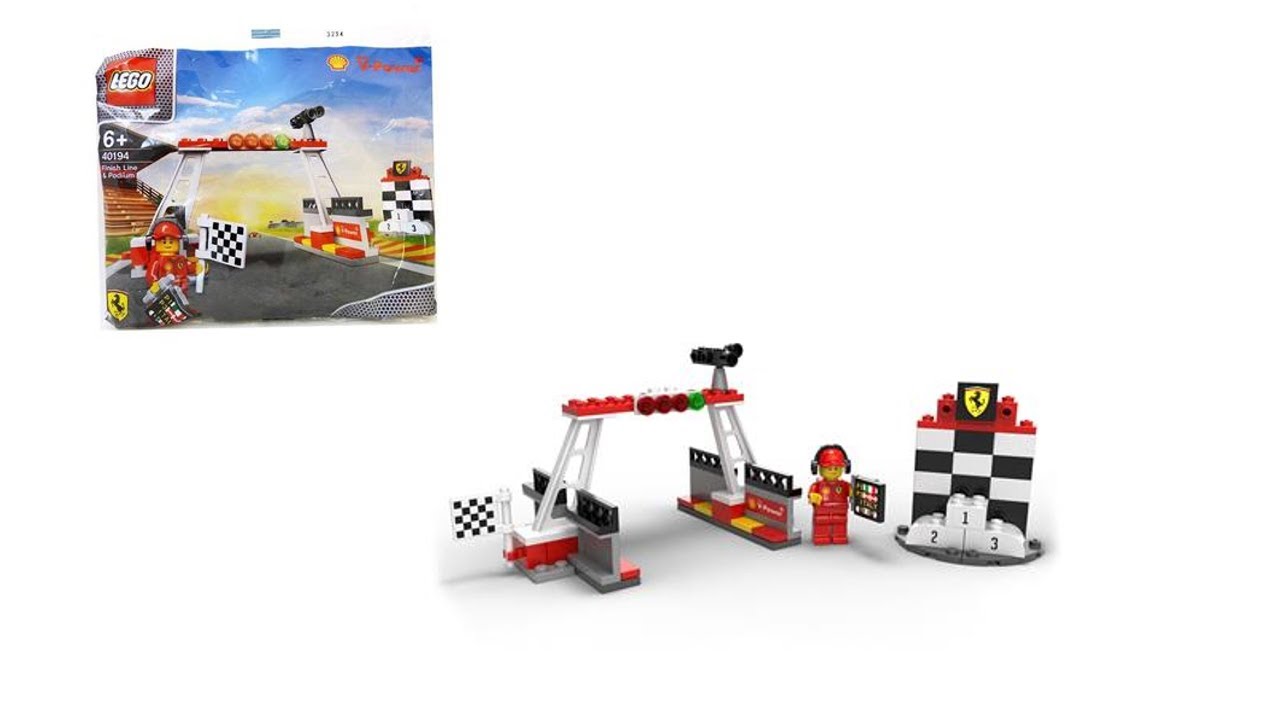 40194 LEGO Ferrari Shell V-Power cílová čára a pódium - YouTube