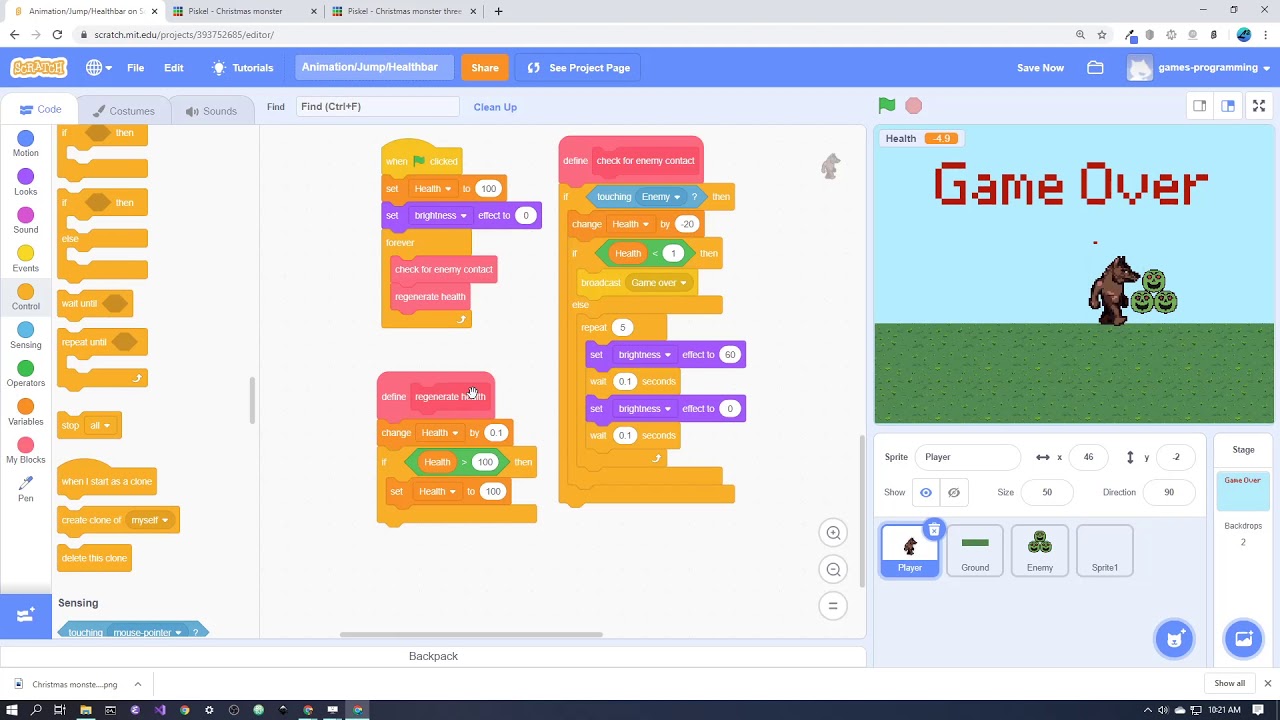 Scratch: Regenerating Health Bar Example - YouTube