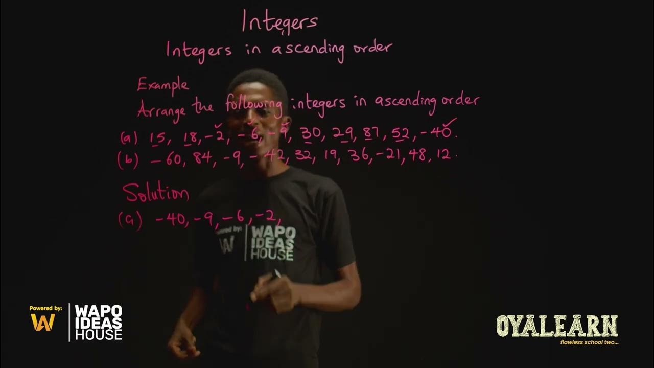 JSS1 | Mathematics | Integers | Integers in ascending order - YouTube