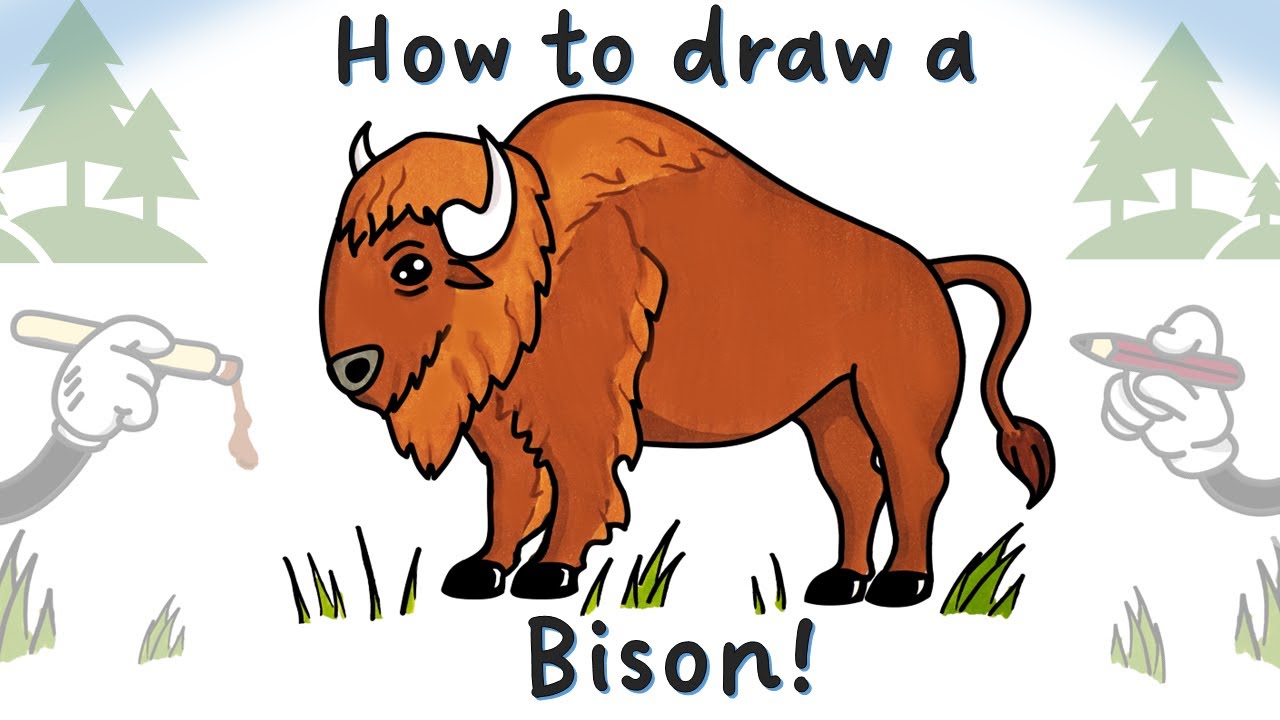 How to draw a Bison | Happy Fingers Kids Art - YouTube