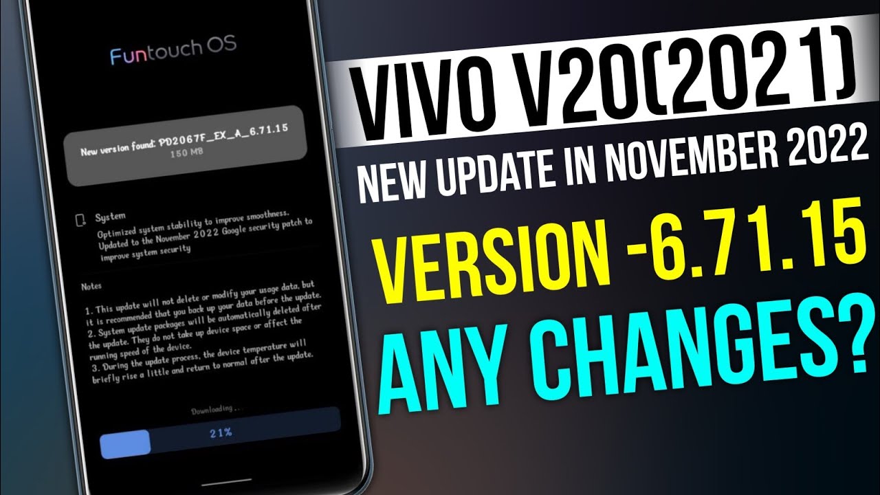 Vivo V20 New Update in November | Vivo V20 Android 13 Update Date ...
