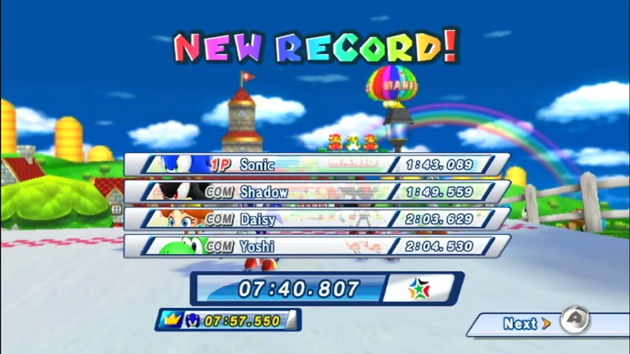 7m 40s 807ms (PB) Dream Ski Cross (Team) Mario & Sonic at the Olympic ...