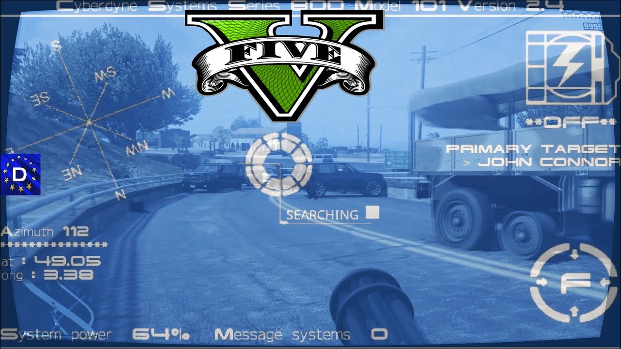 GTA 5 PC Mods Terminator Red & Blue Vision Hud Mod - YouTube