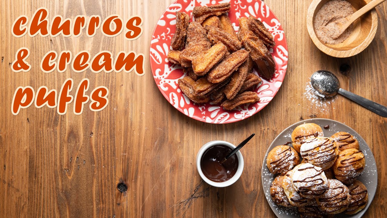 Churros and Cream Puffs | 2-in-1 Recipe - YouTube