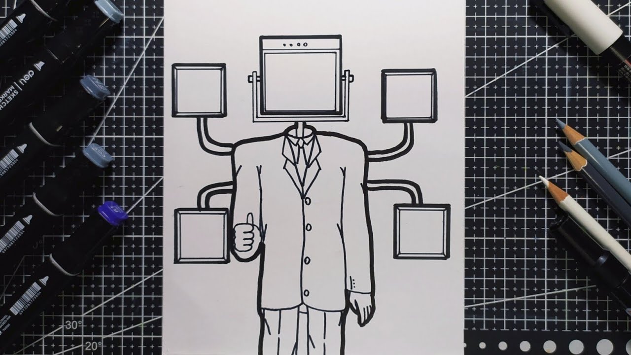 How to draw Big Tv man - cara menggambar Big Tv man #drawing # ...
