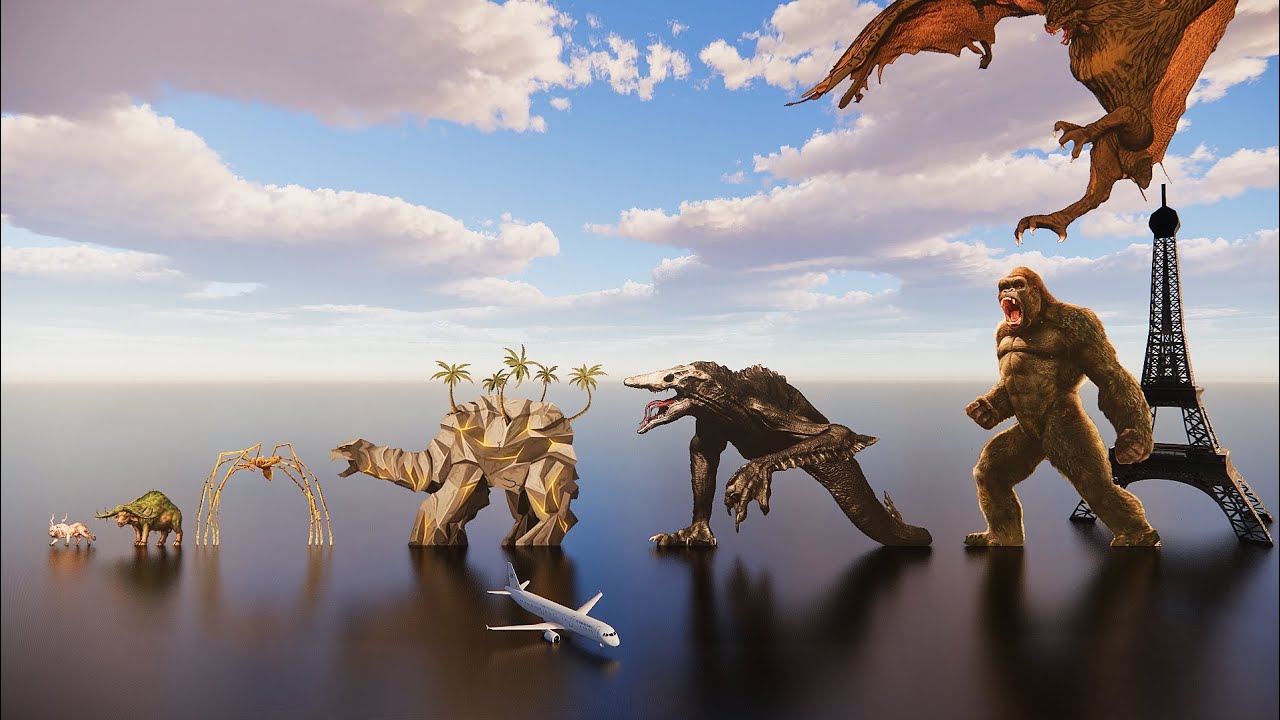 Skull Island creatures size comparison | 3D animation - YouTube