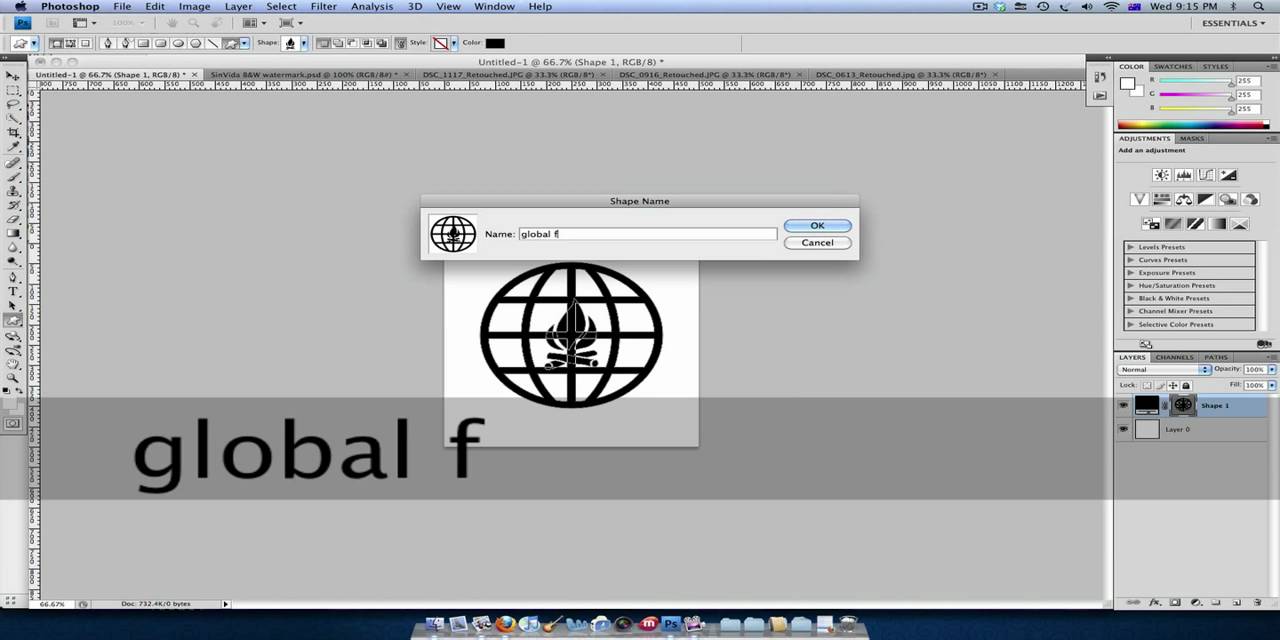 How to create a Photoshop shape watermark - YouTube
