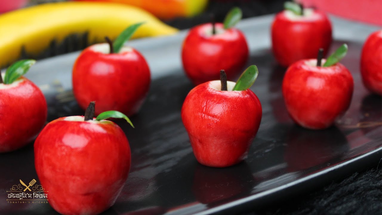 Apple Peda Shondesh | Apple Shape Milk Peda Recipe | আপেল পেড়া সন্দেশ ...