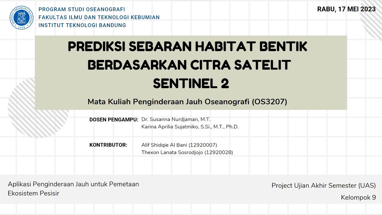 PREDIKSI SEBARAN HABITAT BENTIK BERDASARKAN CITRA SATELIT SENTINEL 2 ...