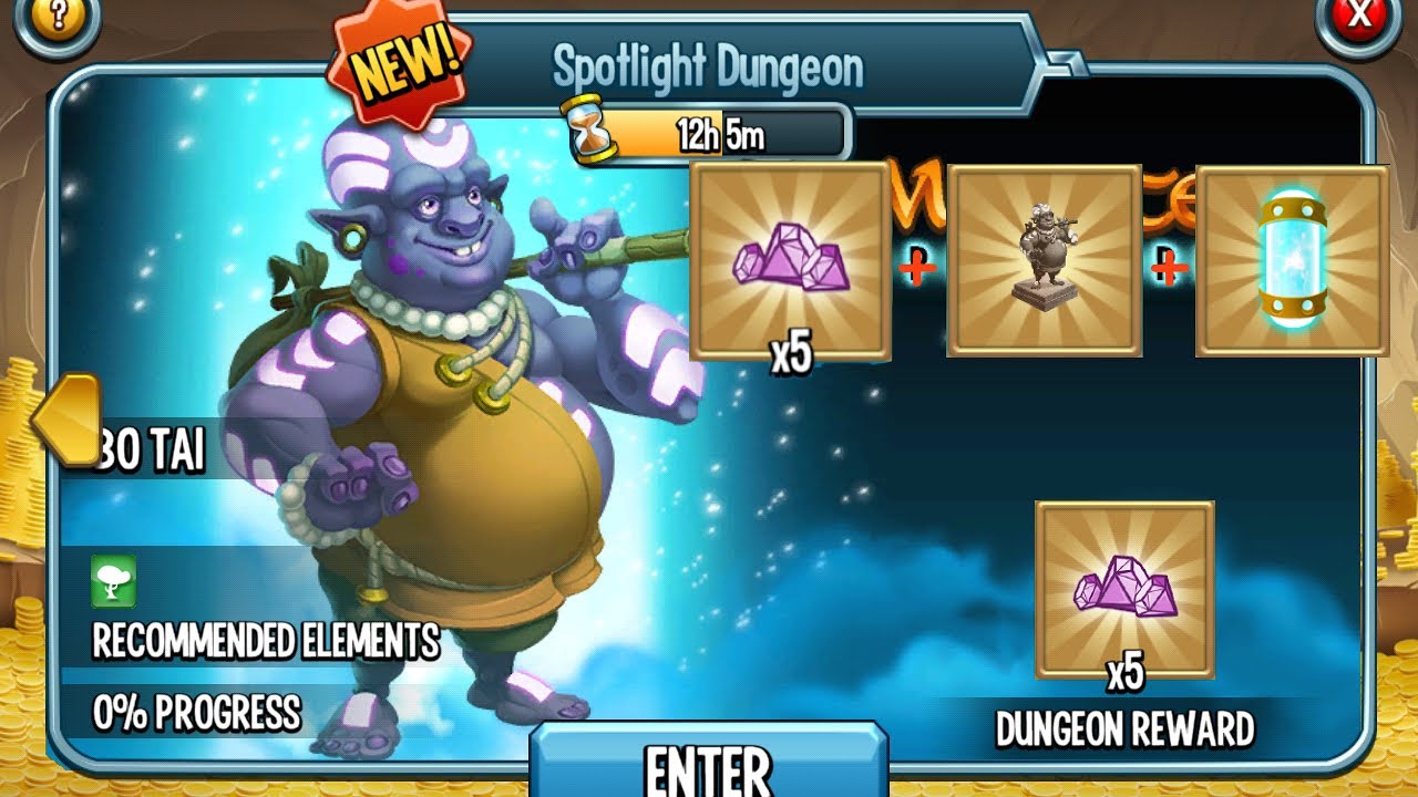 Monster Legends, Bo Tai Gem+Statue+Elementium dungeons - YouTube