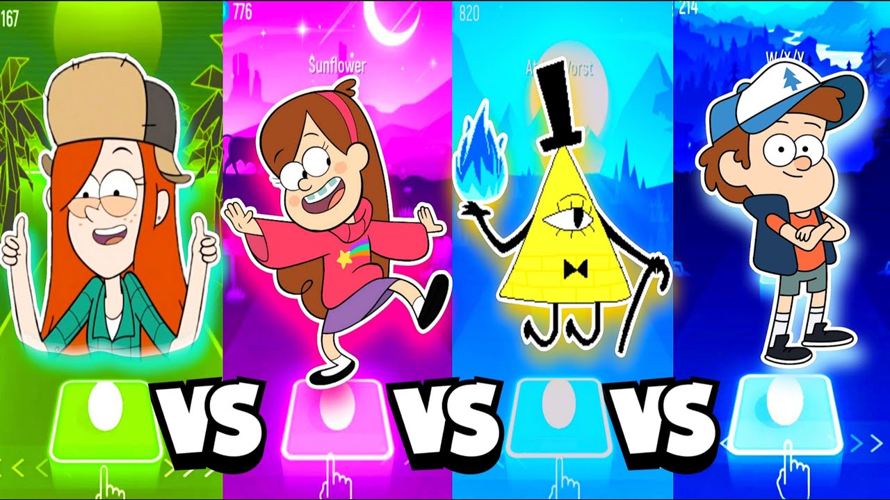 Wendy VS Mable VS Bill Cipher VS Dipper - Gravity Falls🌖 - Tiles Hop ...