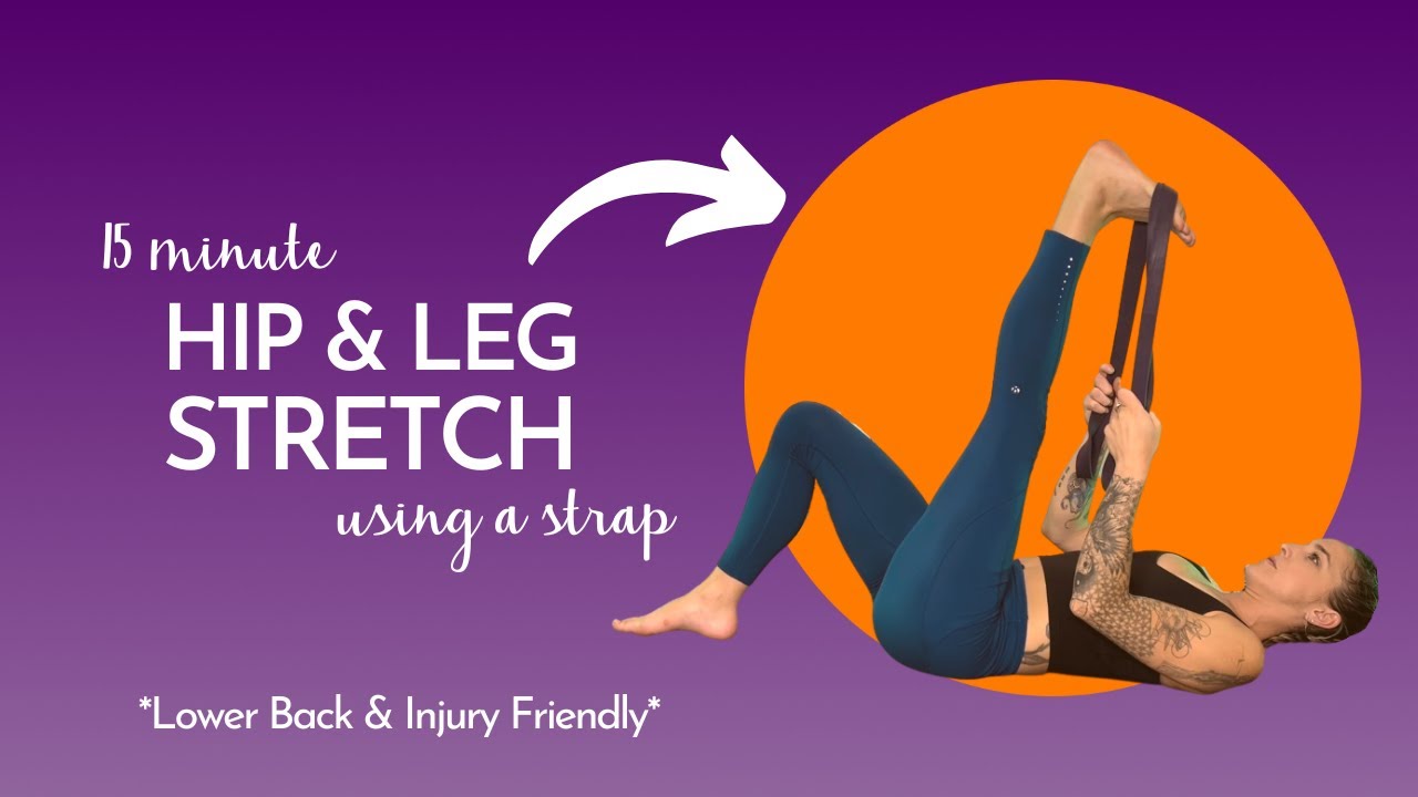 Relaxing HIP & LEG STRETCH using a strap // *Lower back & Injury ...