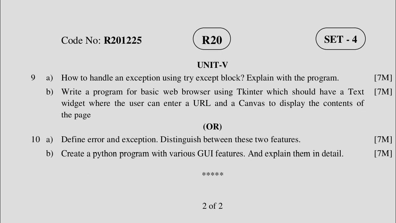 R20 Python Previous Papers - YouTube