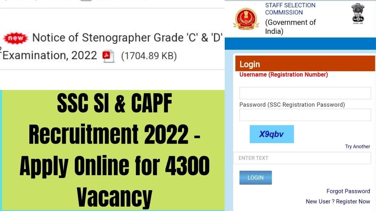 SSC SI and CAPF recruitment 2022! SSC Stenographer C&D Vacancy 2022 ...