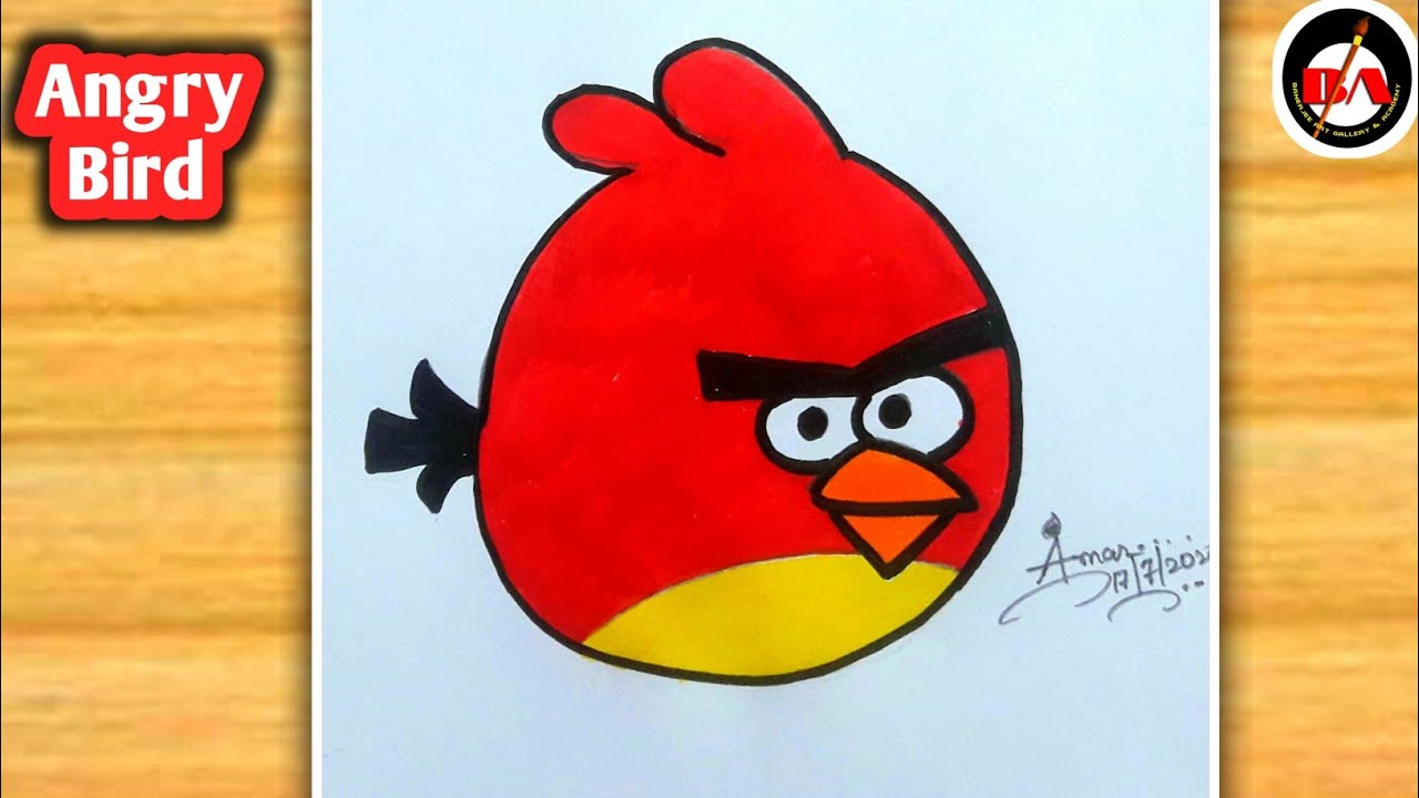 How to draw a Angry Bird for kids step by step || very easy Angry bird ...