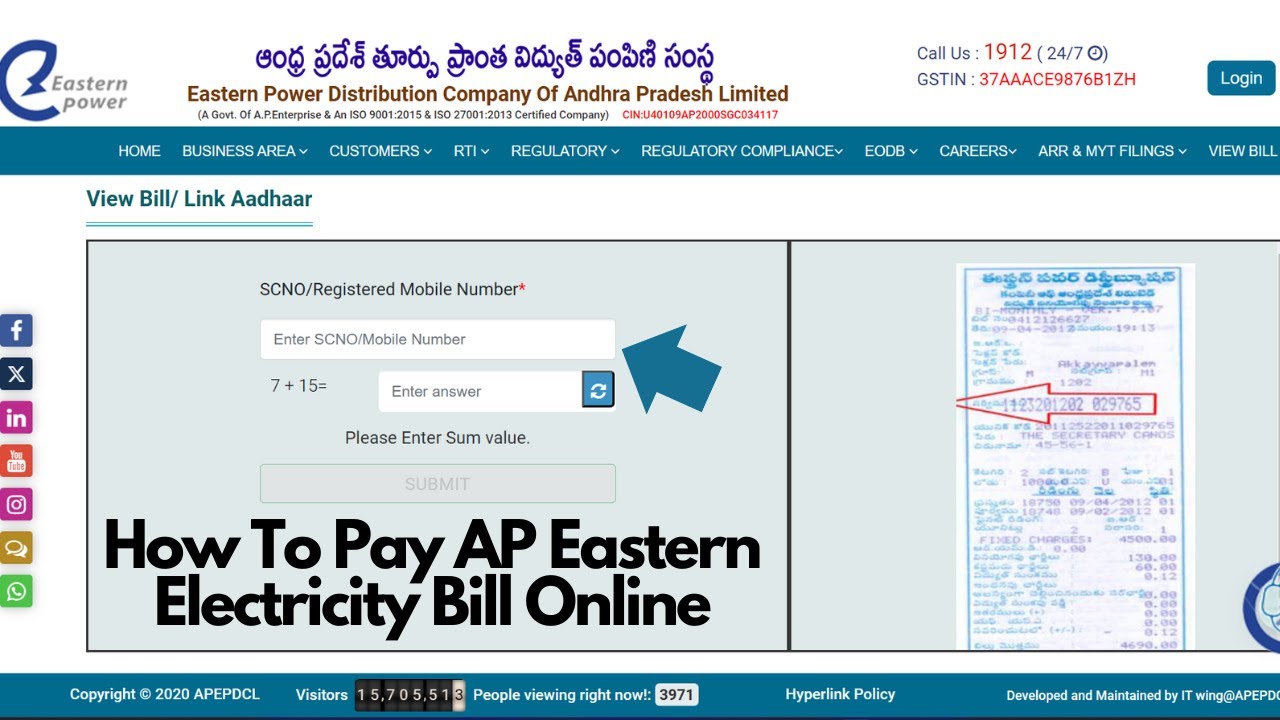 How To Pay AP Eastern Power Bill In Website 2024 || In Telugu By ...