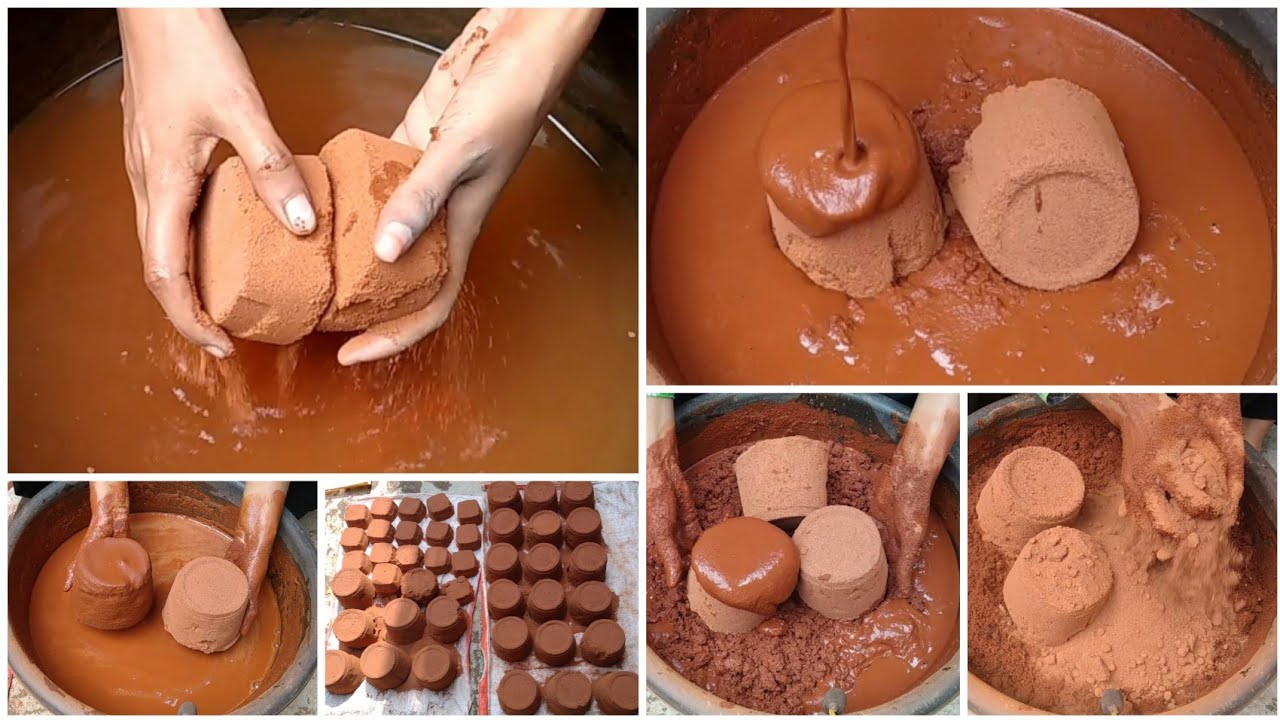 New Shape Red Sand Super Duper Soft Smashing Whole Crumbling in Water 💦 ...