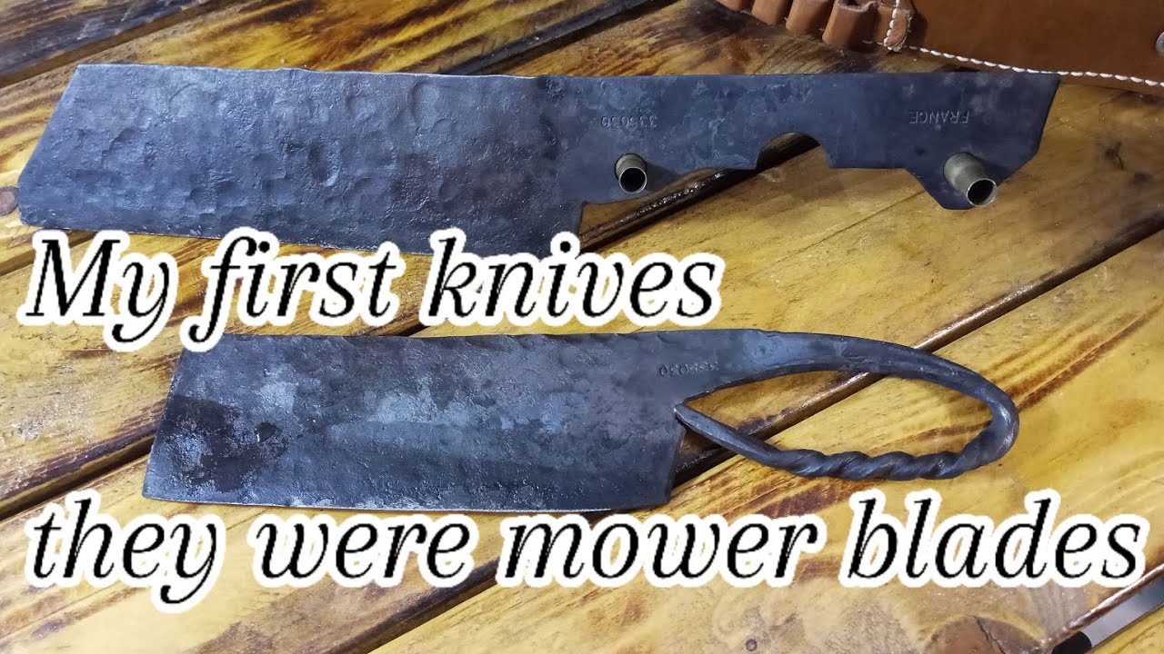 My first knives forged from mower blades - YouTube