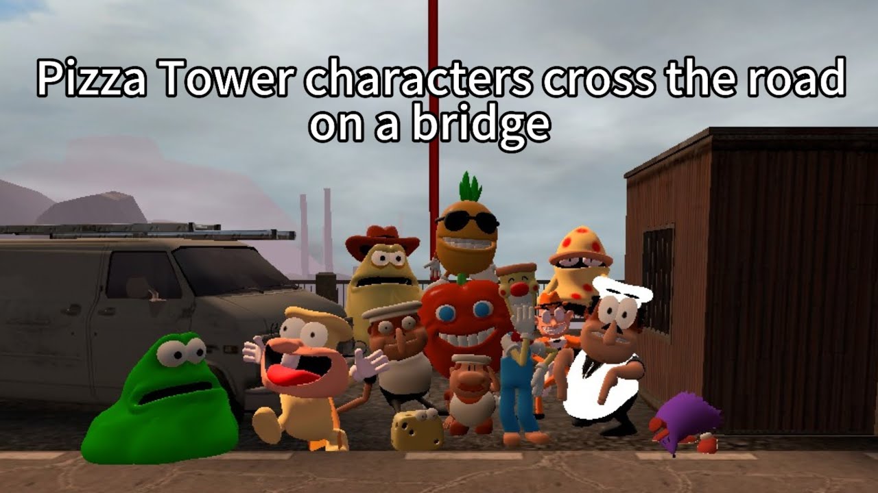 Pizza Tower characters cross the road on a bridge (Gmod) - YouTube