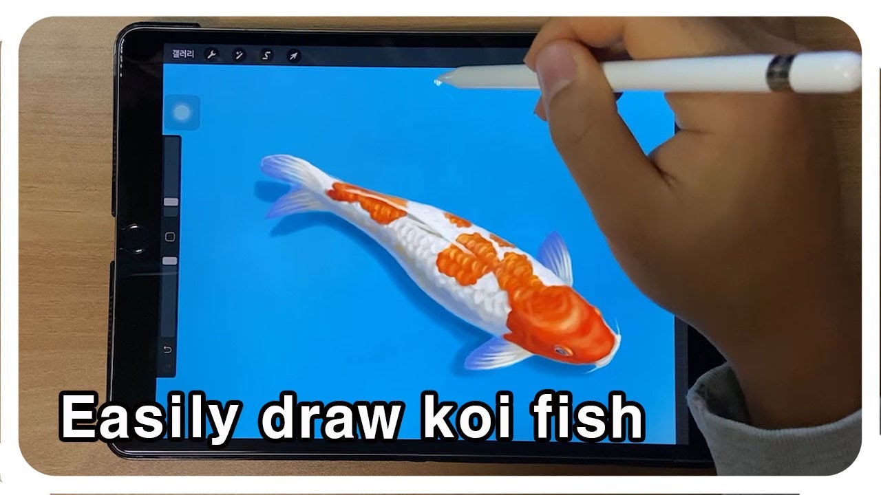 How to draw koi fish ipad painting - apple pencil Art procreate water ...