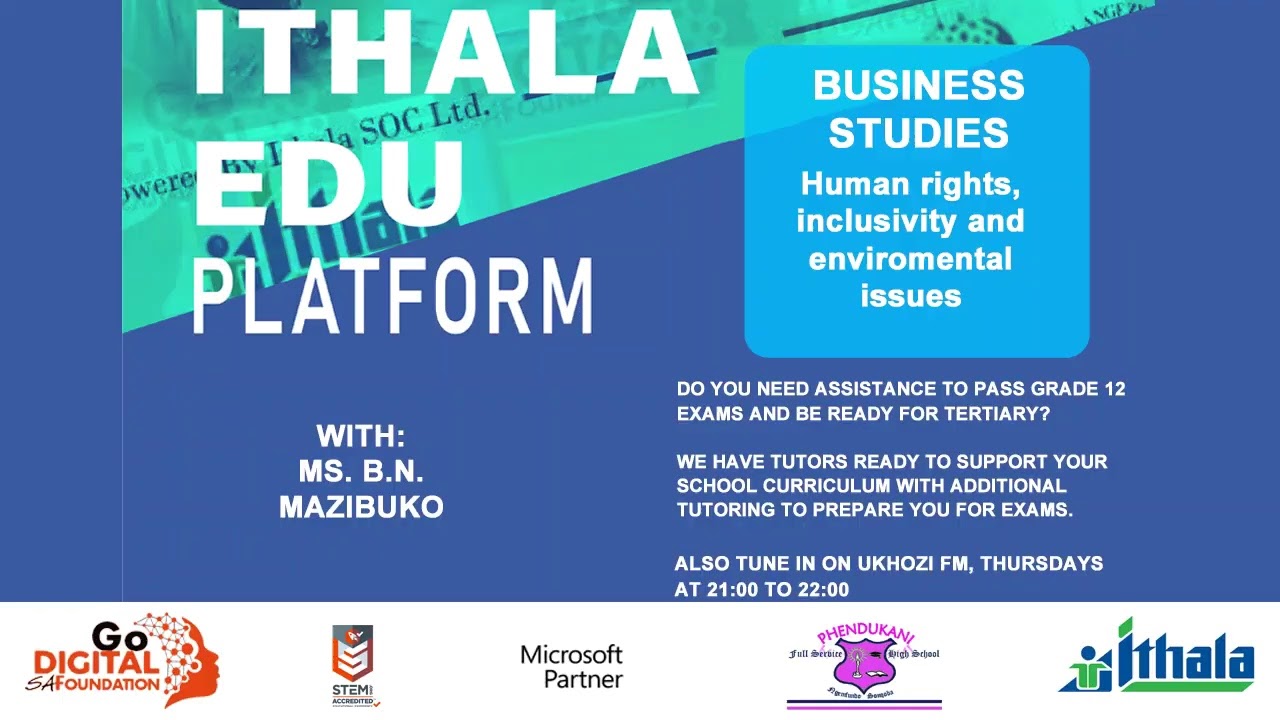 Ithala Edu Platform - Grade 12 Business Studies - Human rights,.. - YouTube