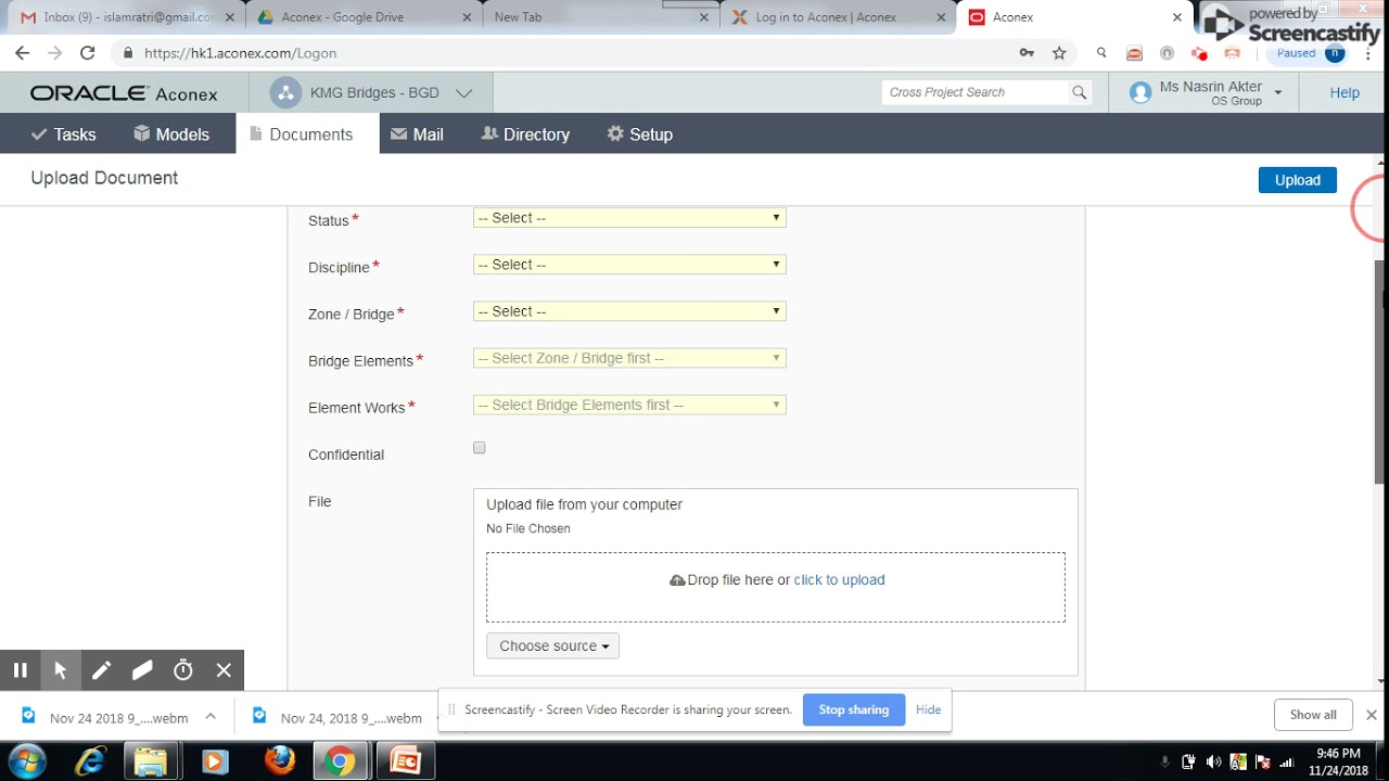 Aconex Tutorial part 2/Tutorial by Nasrin Akter; From University of Dhaka ( Disaster Management ...
