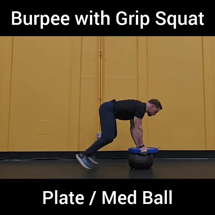 Burpee with Grip Squat- Plate / Ball - YouTube