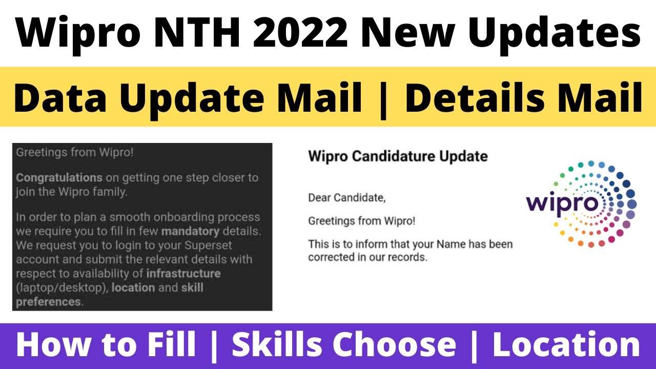 Wipro NTH 2022 New Mails Update | Data Updation | Fill Information ...