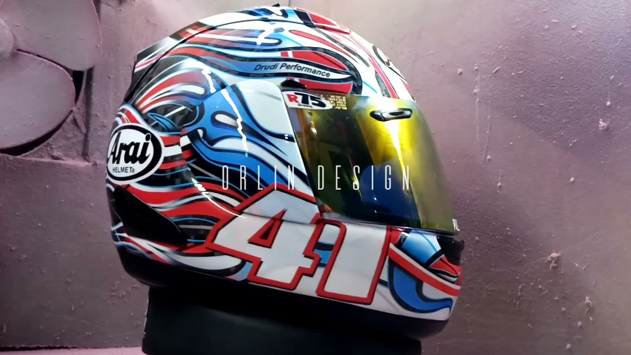 arai rx7 rr5 custome paint haga rainbow - YouTube