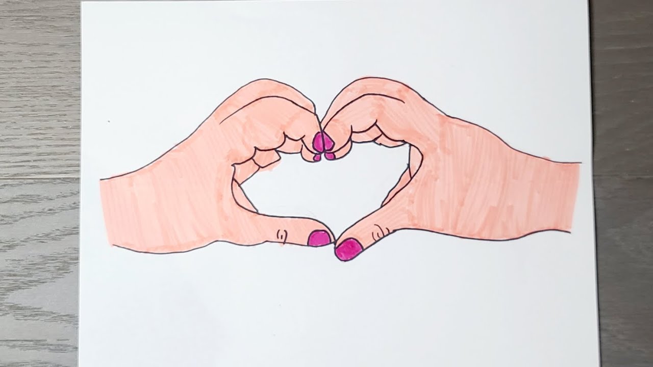 How to Draw and Colour Cute Heart Hands | Valentine's Days Drawing ...