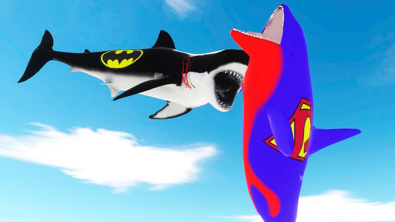 BATMAN SHARK VS SUPERMAN ORCA DEATH RUN -Animal Revolt Battle Simulator ...