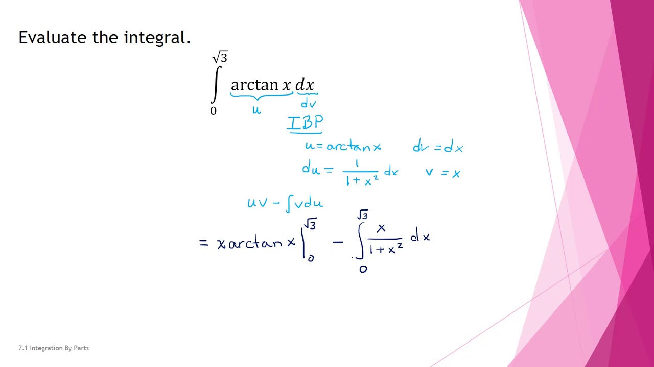 7-1 IBP definite integral - YouTube