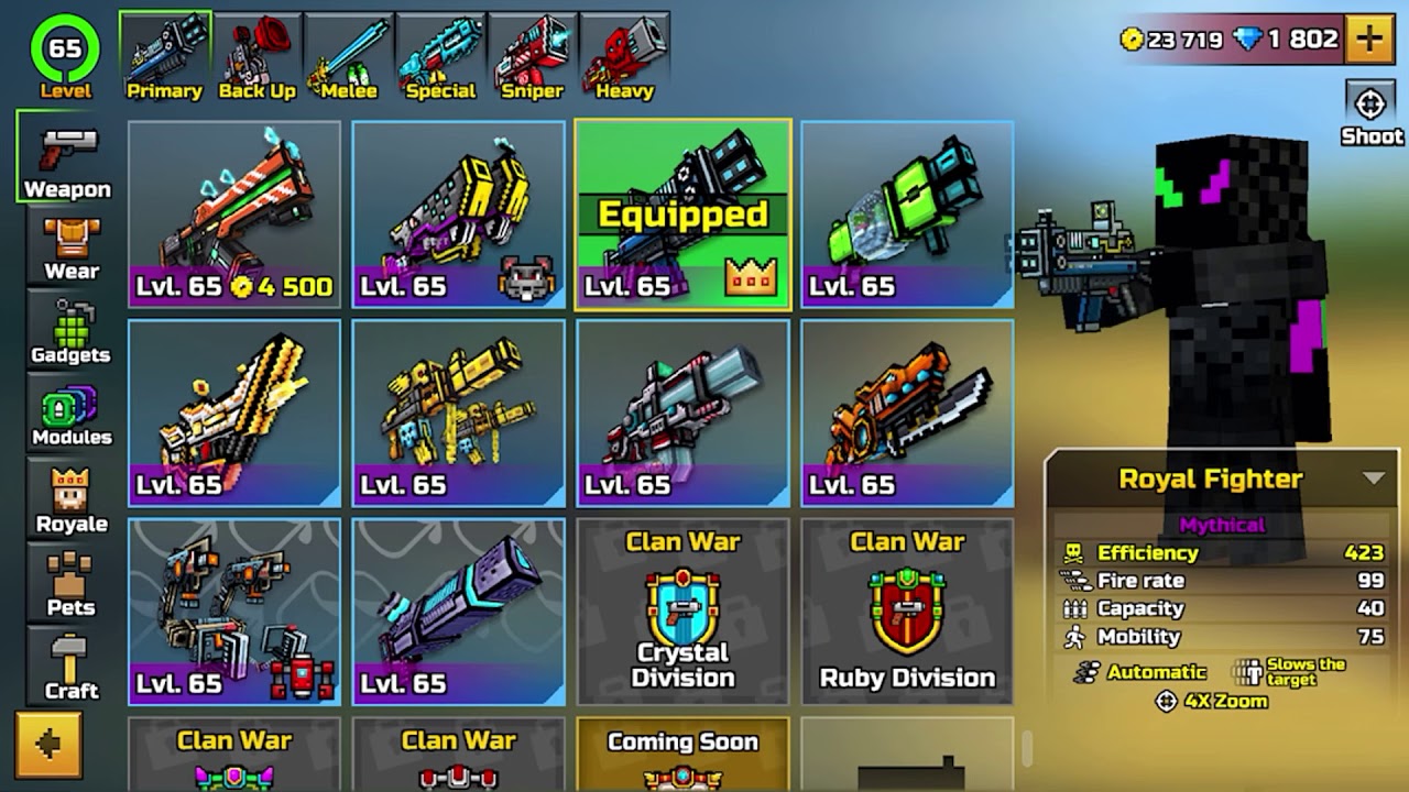 Pixel Gun 3d ( level 65) Royal Fighter - YouTube