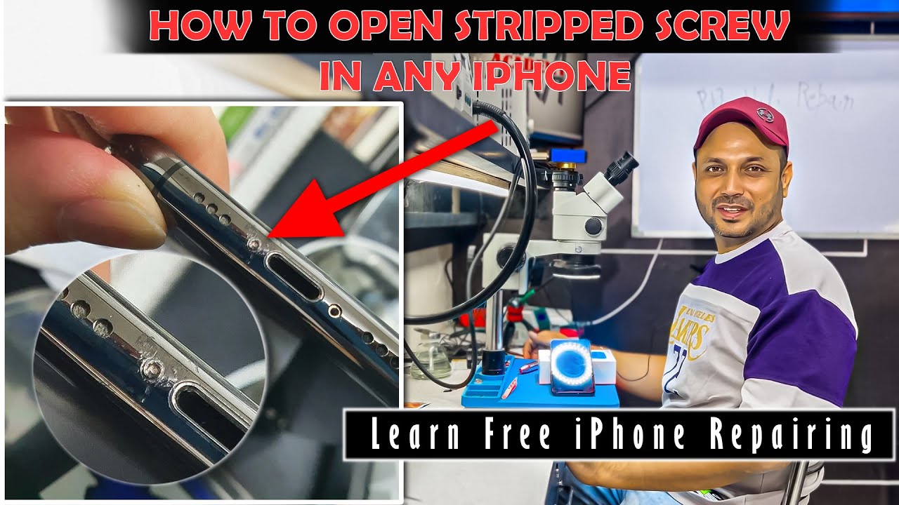 How to open Damaged down screw in iPhone | Learn iPhone Repair | Mobile ...
