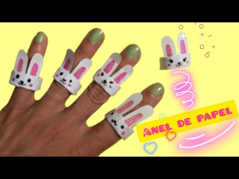 [Sem cola]Como fazer um anel de coelho| Origami art | papel ring 🐰🐰🍥🌼 ...