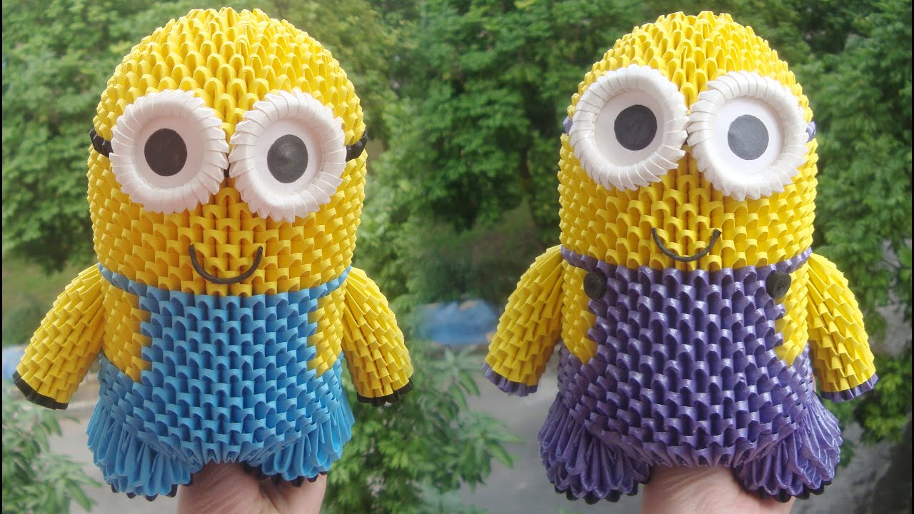 3D Origami Minion Tutorial , Bob Minion Tutorial | DIY Bob Minion Home ...