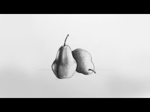 Karakalem Armut Çizimi - Charcoal Pear Drawing