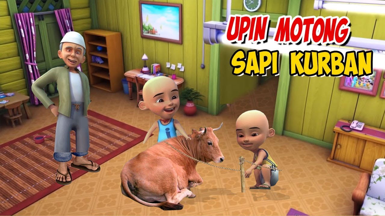 Upin ipin Motong Sapi Lebaran kurban di Rumah , ipin senang ! GTA Lucu ...