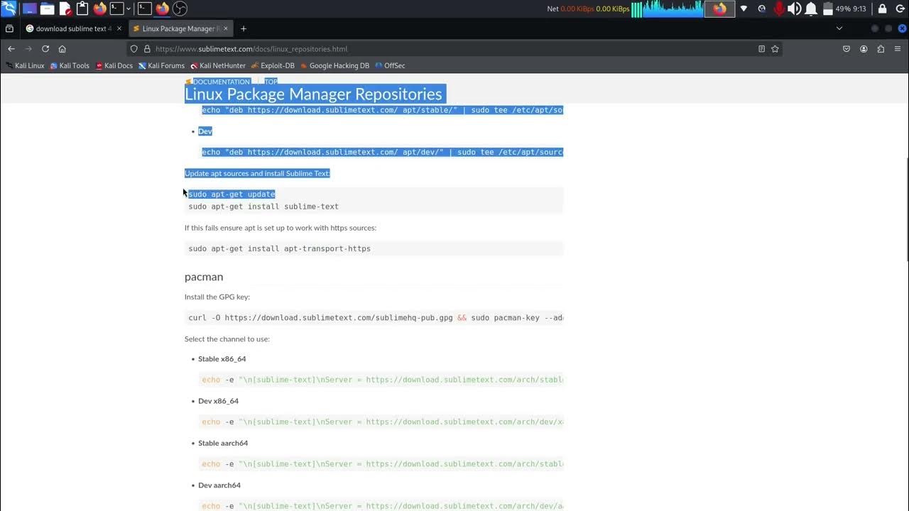 How to install sublime text in kali linux with apt ? - YouTube