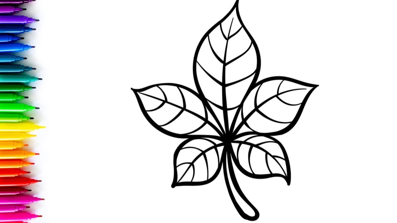 Simple leave Drawing, Painting & Coloring For Kids and Toddlers_ Kids ...