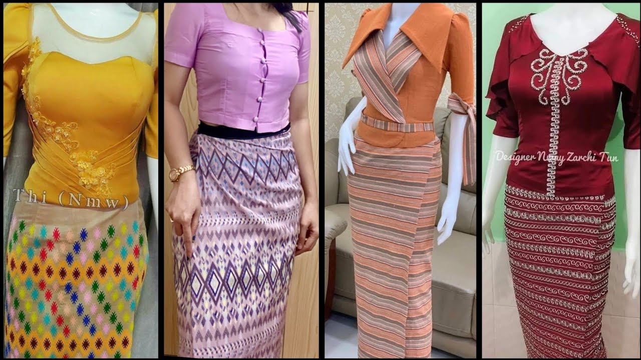 Top rated printed traditional Myanmar dresses|Myanmar skirt blouses ...
