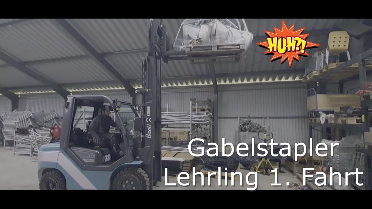 Gabelstapler Fahren Lehrling das erste mal 3,5 Tonnen Gas Stapler ...