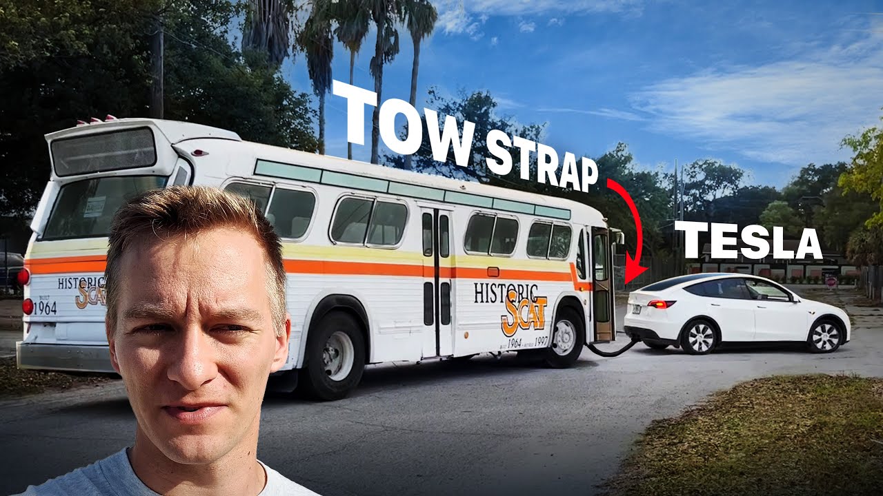 Why Did I Buy This?! Tesla Tows My New Bus - YouTube