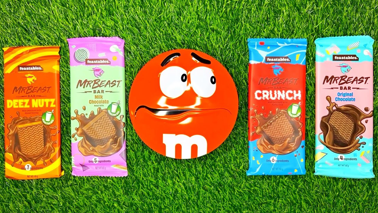 New Mr Beast Chocolate Bar Unpacking and M&M's Rainbow Candies Mixing ...