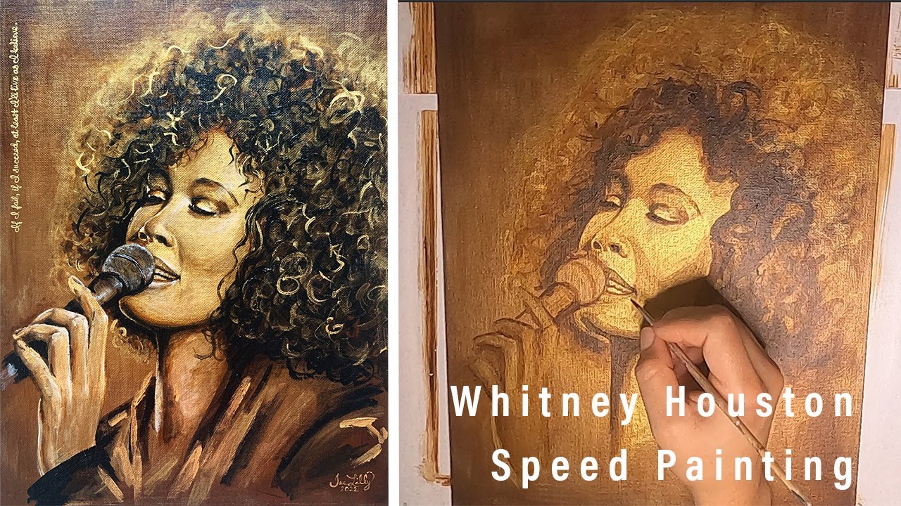 Whitney Houston Portrait Painting | Timelapse Art - YouTube