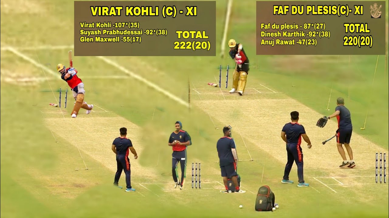 IPL 2023 | RCB Third Practice Match 2023 | Virat XI vs Faf XI | Virat, Maxwell, Karthik big ...
