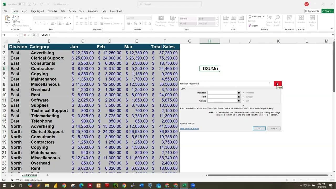 Excel DSUM Function: Sum Data Based on Criteria! - YouTube
