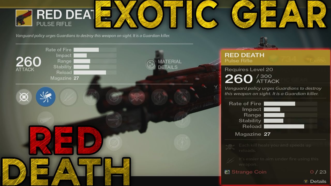 Destiny: Exotic Item Red Death Pulse Rifle - YouTube