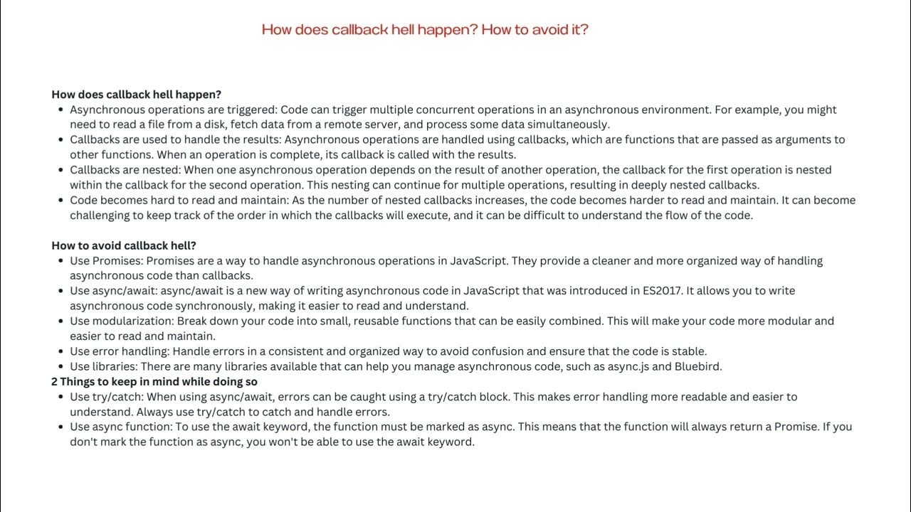 How Does Callback Hell Happen How To Avoid It Youtube