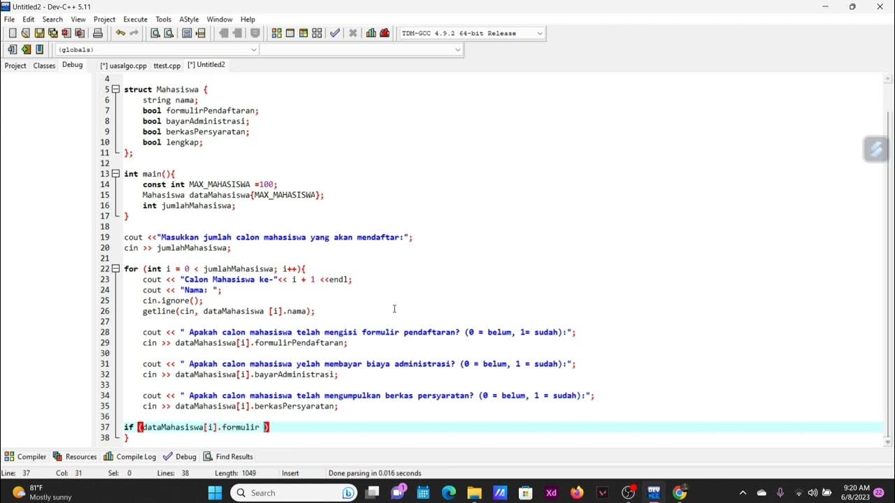 Pemrograman Sederhana Untuk Mendaftarkan Dan Memeriksa Persyaratan Mahasiswa - YouTube